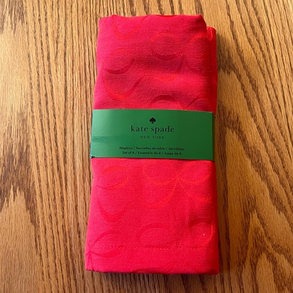 kate spade | Kitchen | Nwt Kate Spade Set Of 4 Red Ribbon Cloth Napkins ...